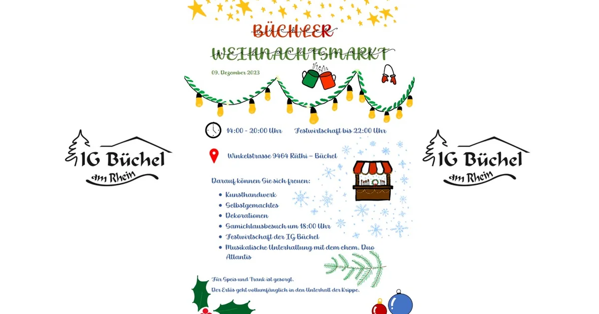 Büchler Weihnachtsmarkt 2023 am 09.12 in Rüthi
